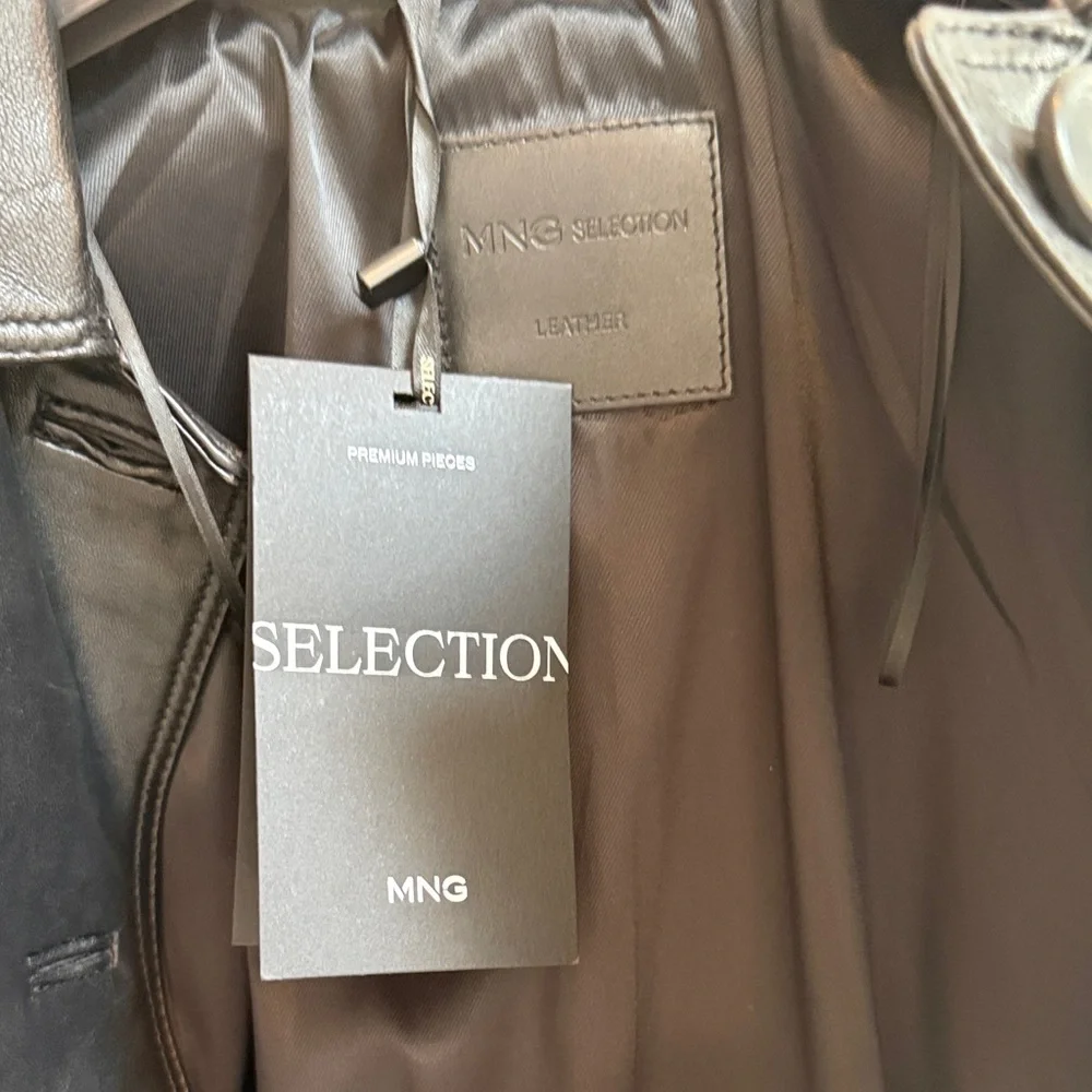 Mango | Jackets & Coats | Mango Womens Brand New Black Leather Bomber ...